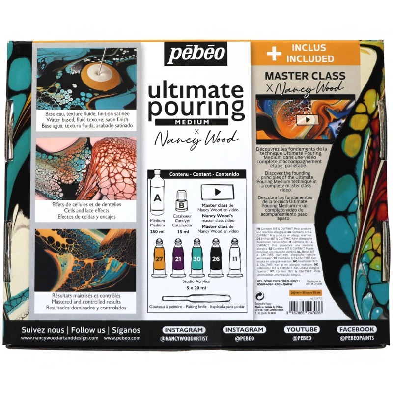 Coffret techniques peinture Pouring Pébéo Ultimate Pouring Medium