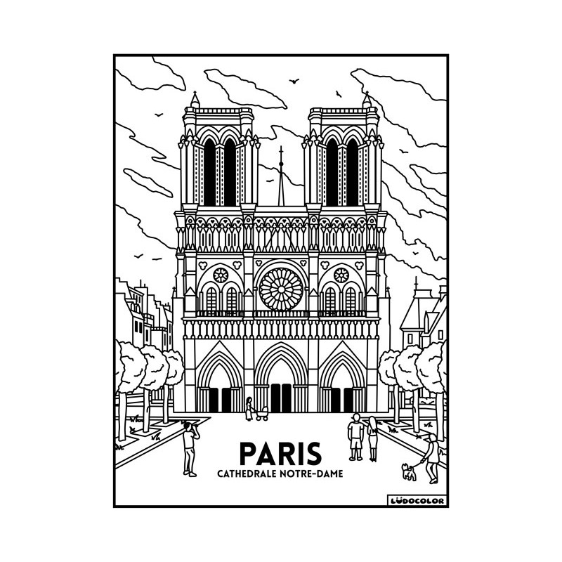 Tableau velours à colorier Notre Dame de Paris 28x37.5 cm by Ludocolor