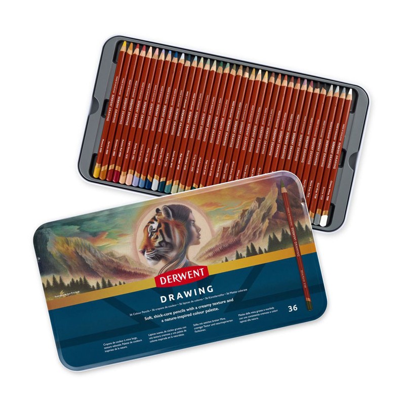Boite crayons couleur Drawing Derwent de 12, 24, 36 et 72 crayons